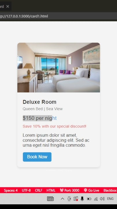 Hotel Card Layout Using Html And Css Webdevwithrajeev Coding Html Css Webdesign Youtube