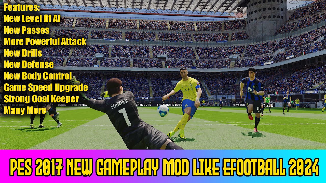 PES 2017 NEW GAMEPLAY MOD LIKE EFOOTBALL 2024 - YouTube