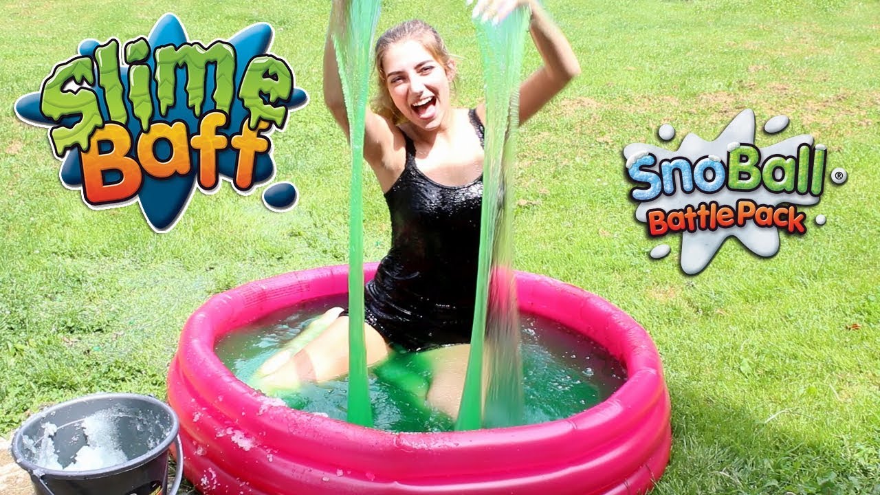 POOL FILLED WITH OVER 50 GALLONS OF SLIME! Slime Baff and Snoball ...