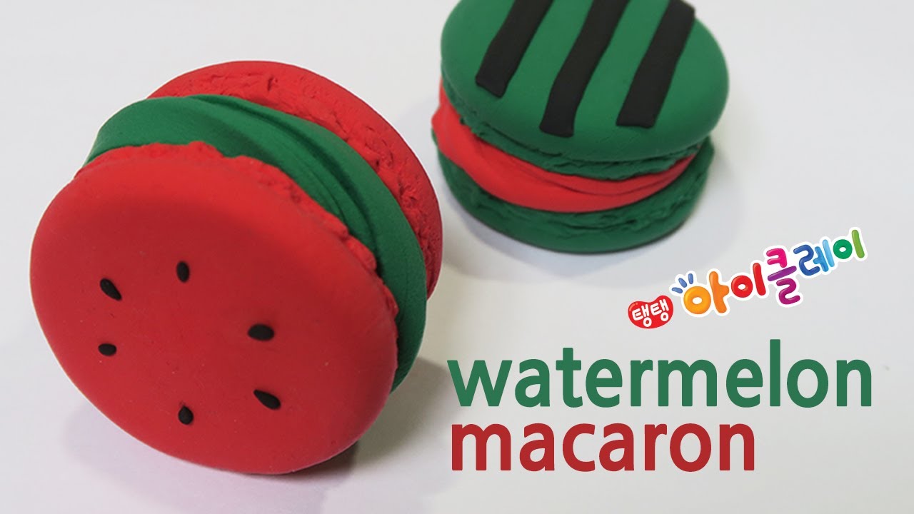 아이클레이 만들기! 수박마카롱을 만들어요. Making watermelon macaron - YouTube