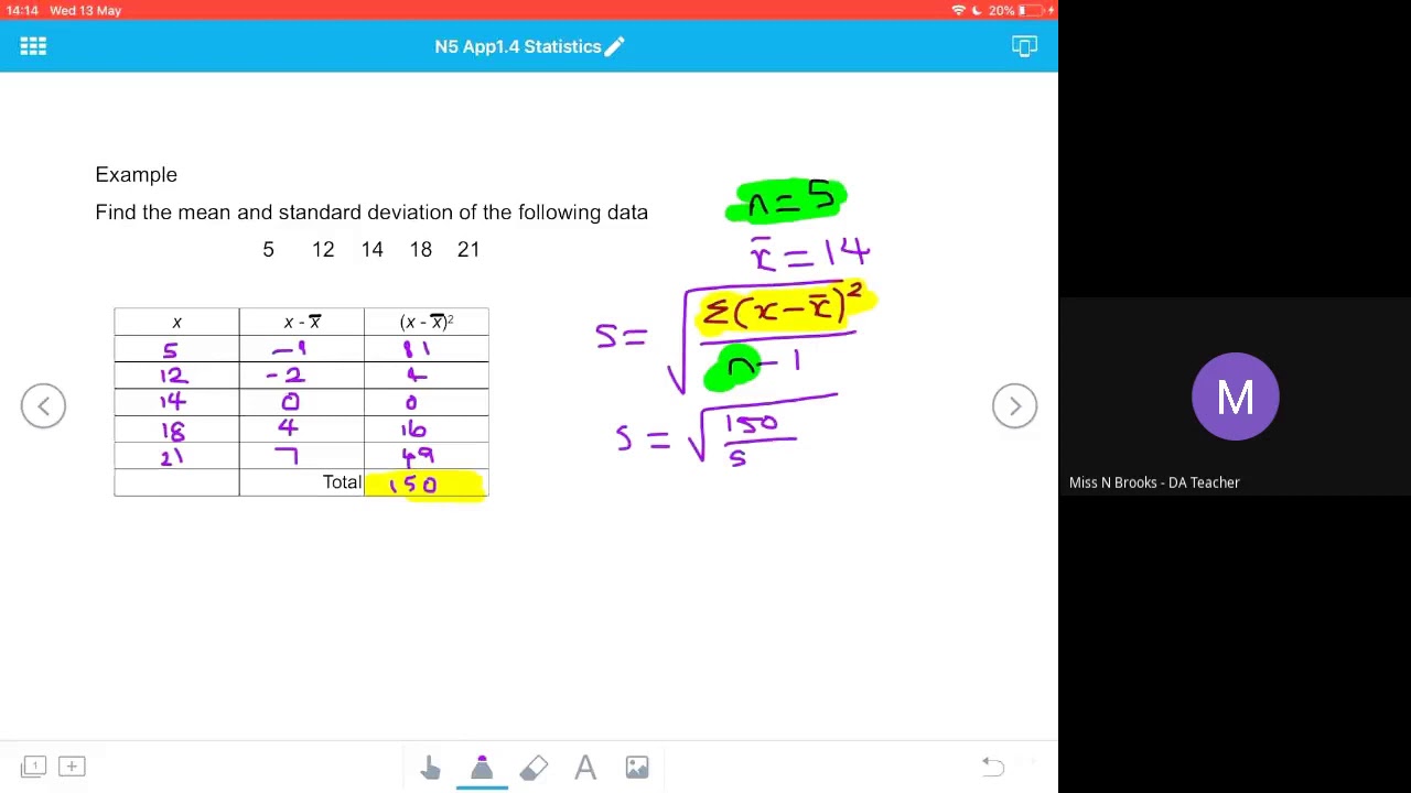 N5 App1.4 Statistics 4 Standard Deviation - YouTube