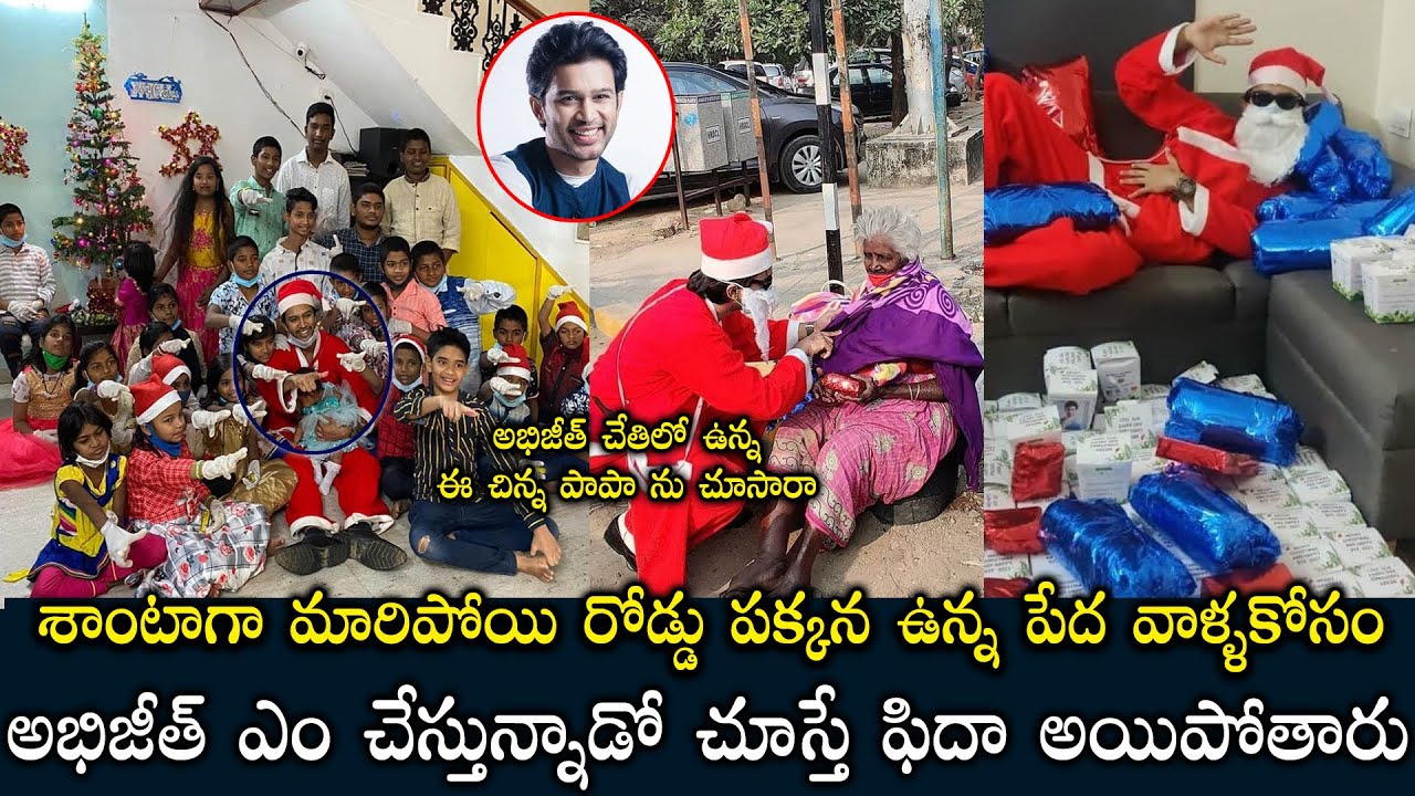 Abijeet Helping To Road Side Poor People As Santa Claus | Abijeet With ...