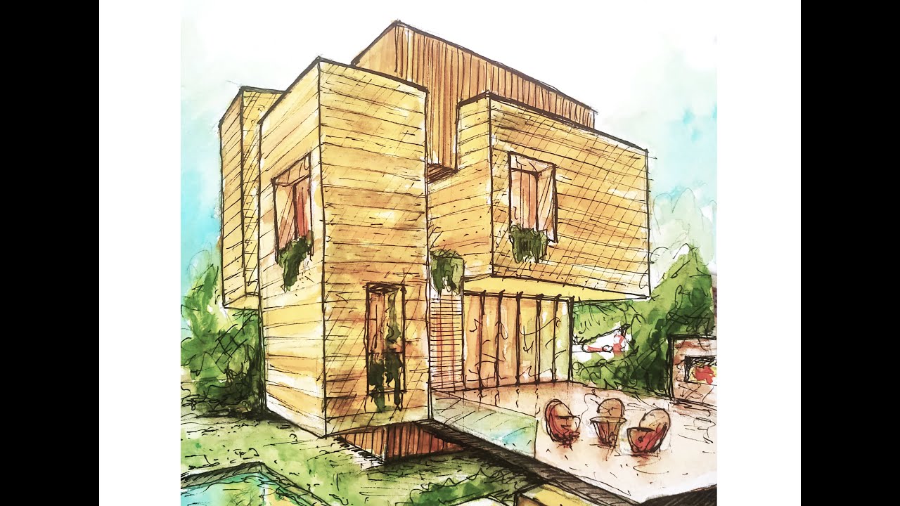 ACUARELA RAPIDA - Fachada vivienda - YouTube