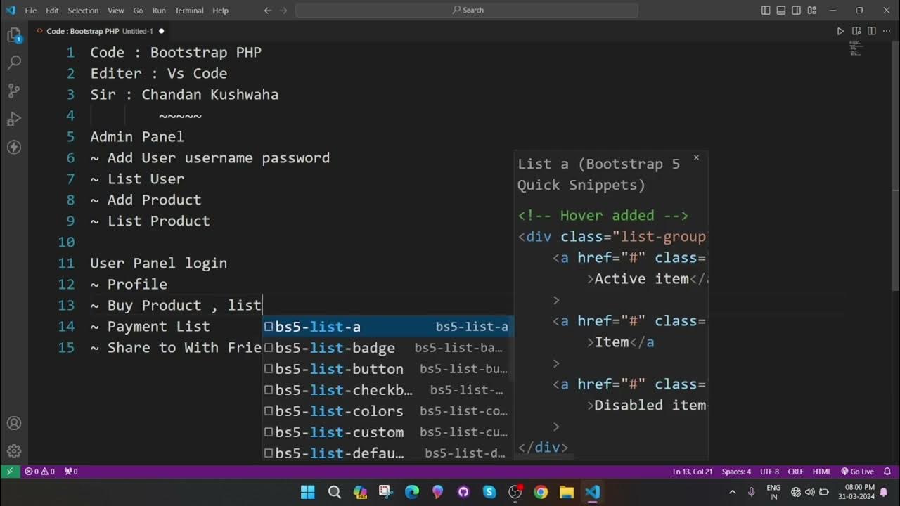 PHP : 01 With Chandan Sir - YouTube