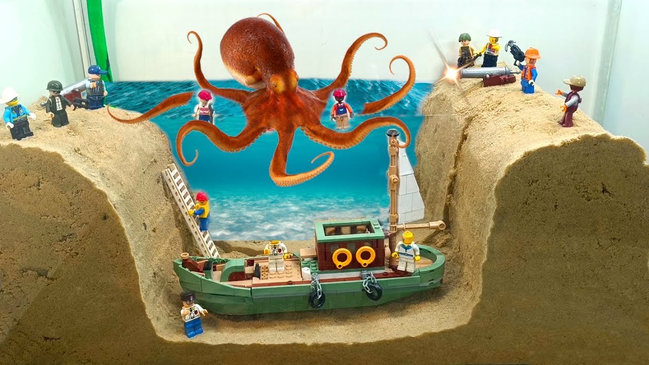 Giant Octopus Attacks The Lego City And Causes The Lego Dam Breach ...