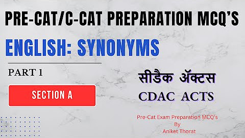 CDAC | Pre-Cat/C-CAT Exam Preparation MCQ's | Section A | English - YouTube