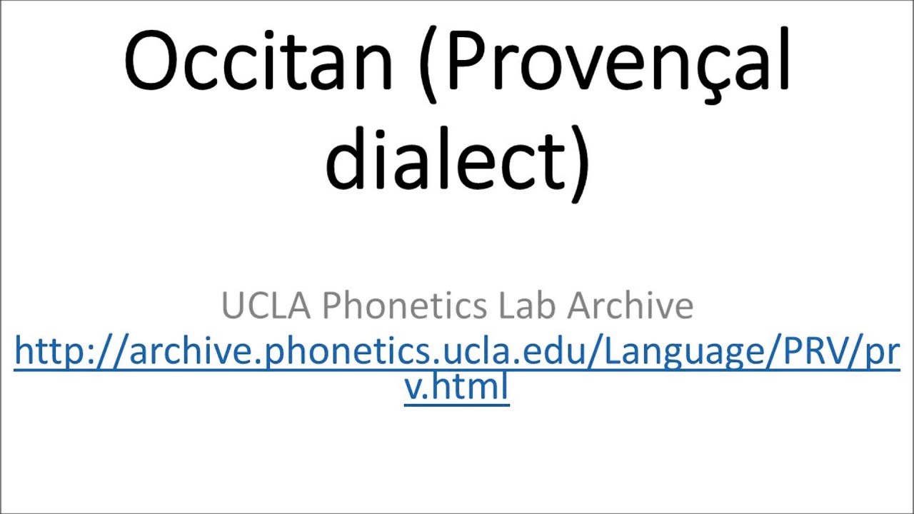 Occitan (Provençal dialect) - YouTube