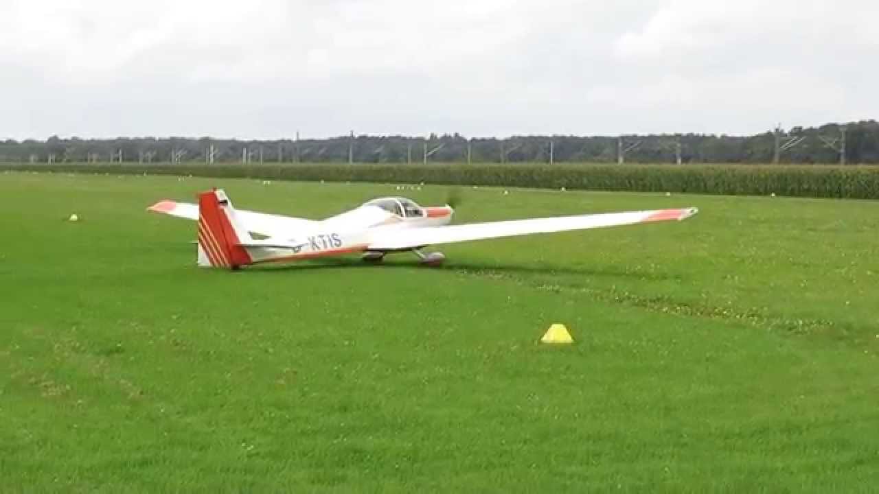 Scheibe Rotax Falke SF25C take-off (Start) at EDOI - YouTube