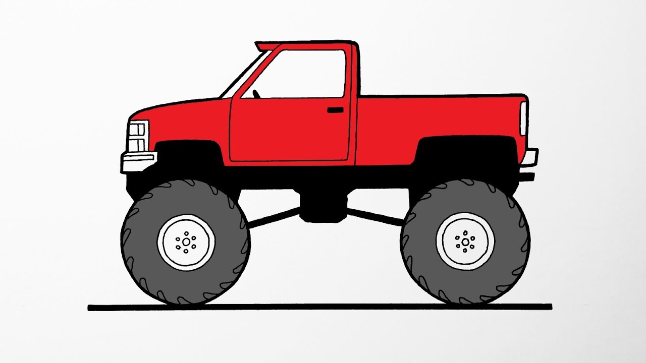 How To Draw A Monster Truck - YouTube