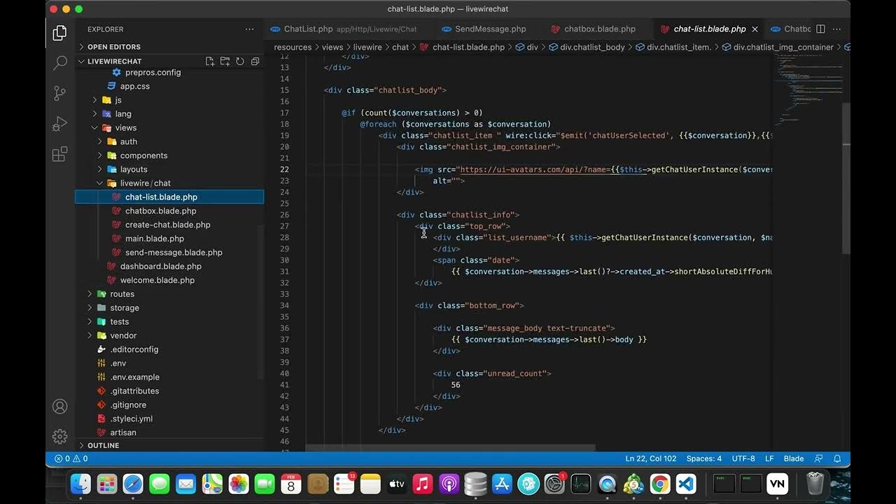 24 push message & scroll to bottom (Laravel-Livewire Chat-Message App Tutorial) - YouTube