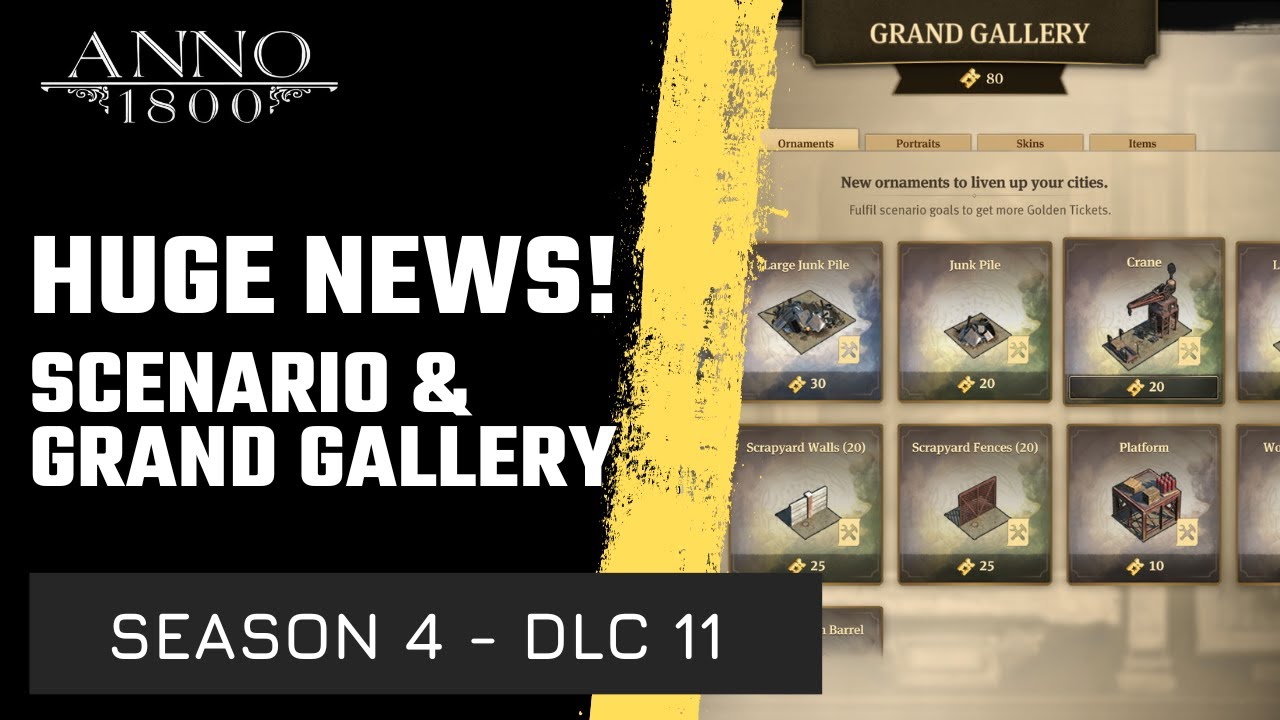 ANNO 1800 - HUGE NEWS - NEW FREE GRAND GALLERY - SEASON 4 DLC 11 - YouTube
