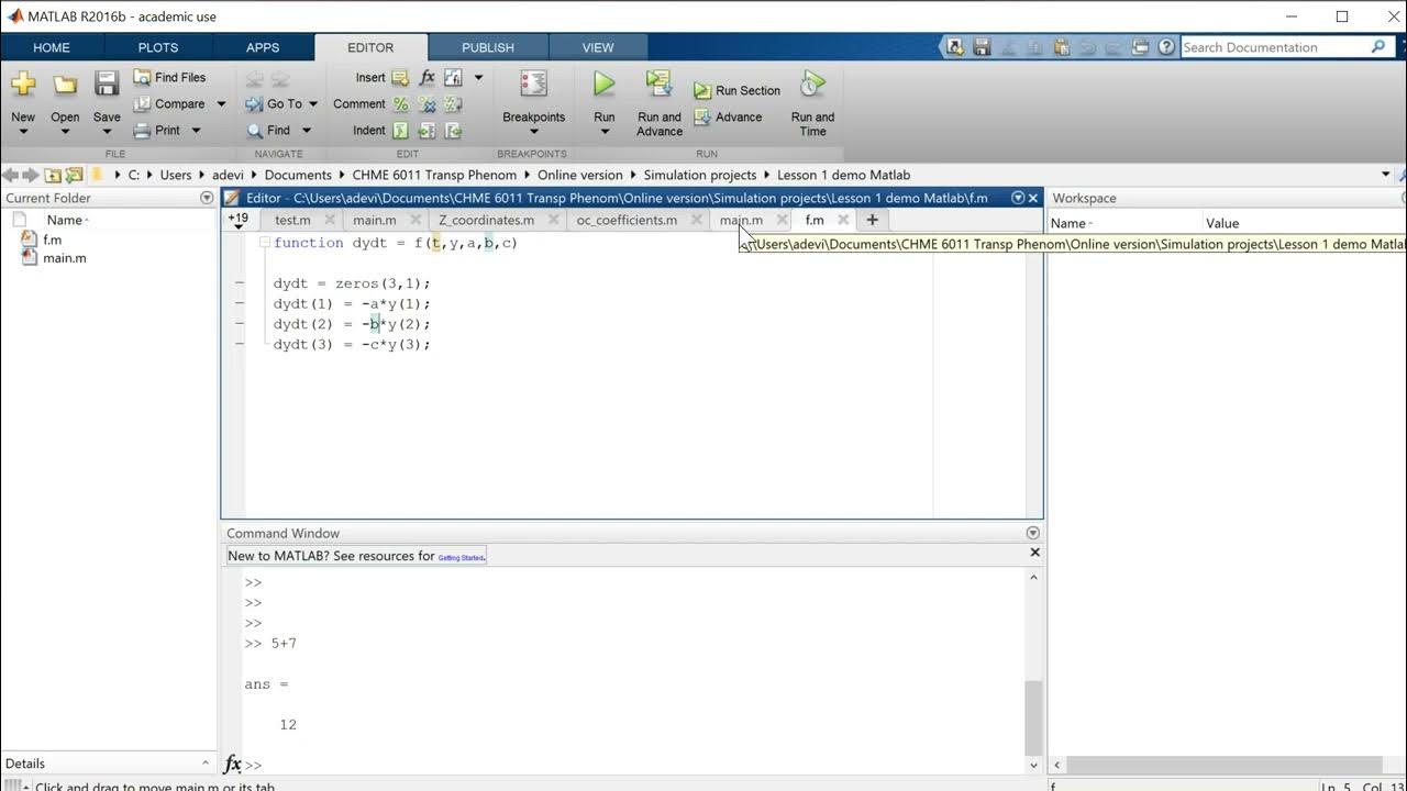 Solving Ordinary Differential Equations Numerically with MATLAB - YouTube