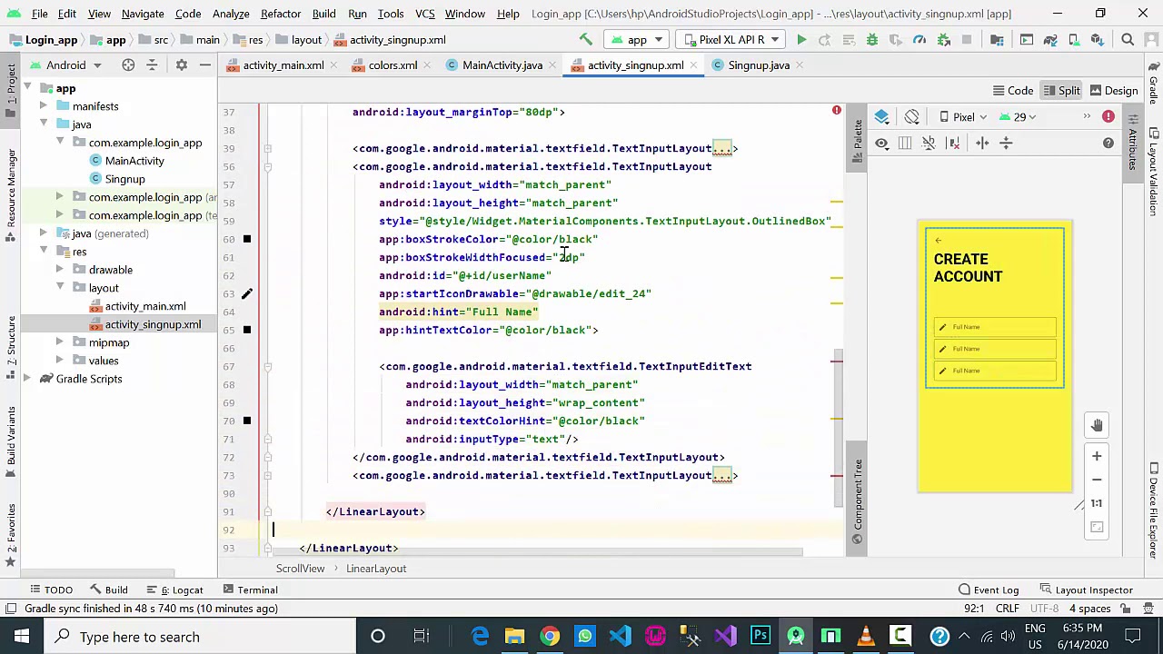 Hown can we Create Signup Form in Android - YouTube