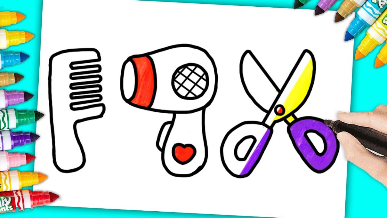 Hair Accessories drawing for kids Easy Step by Step 💇| ABCD rhymes for ...