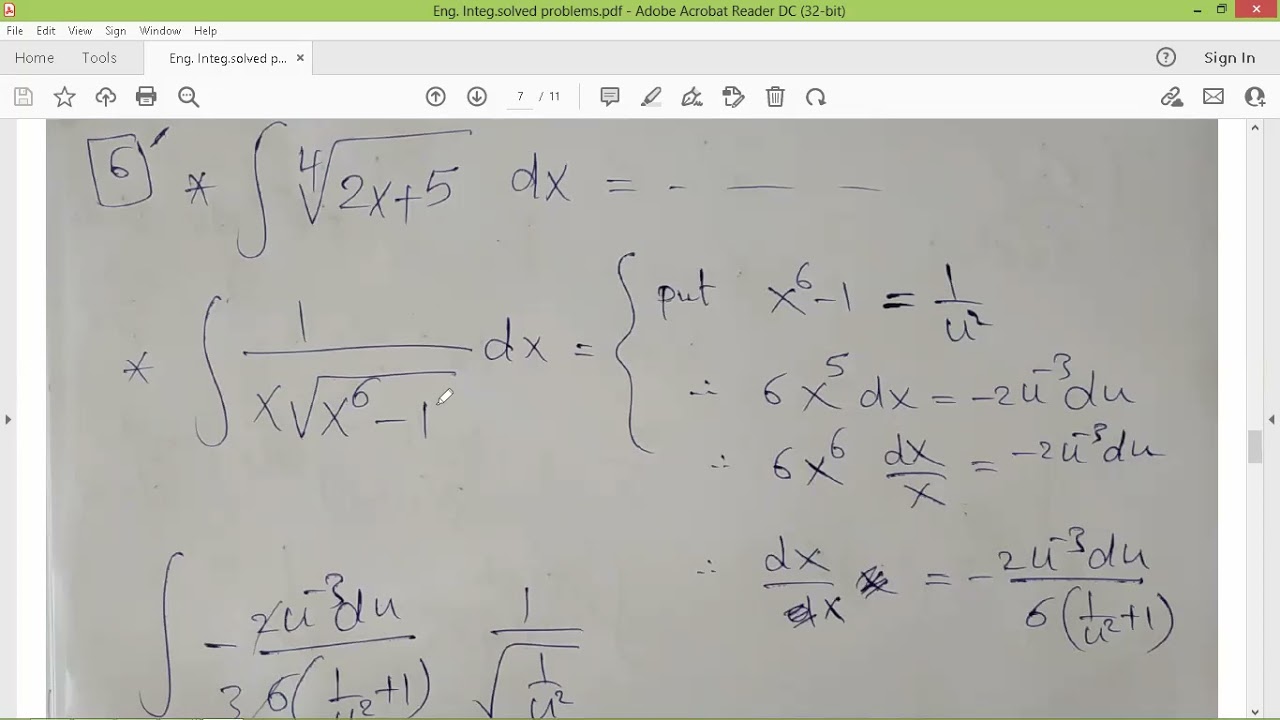 Integration - Solved Problems by the method of Subistitution - YouTube