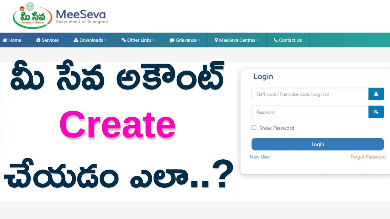 How To Create Meeseva User Account Online Telangana || Tech Patashala ...