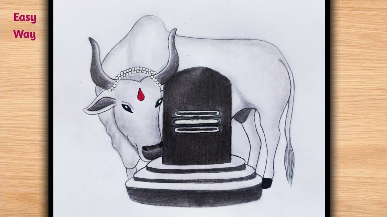 How To Draw Shiva ling And Nandi | Easy Shiv ling Drawing | Mahadev ...