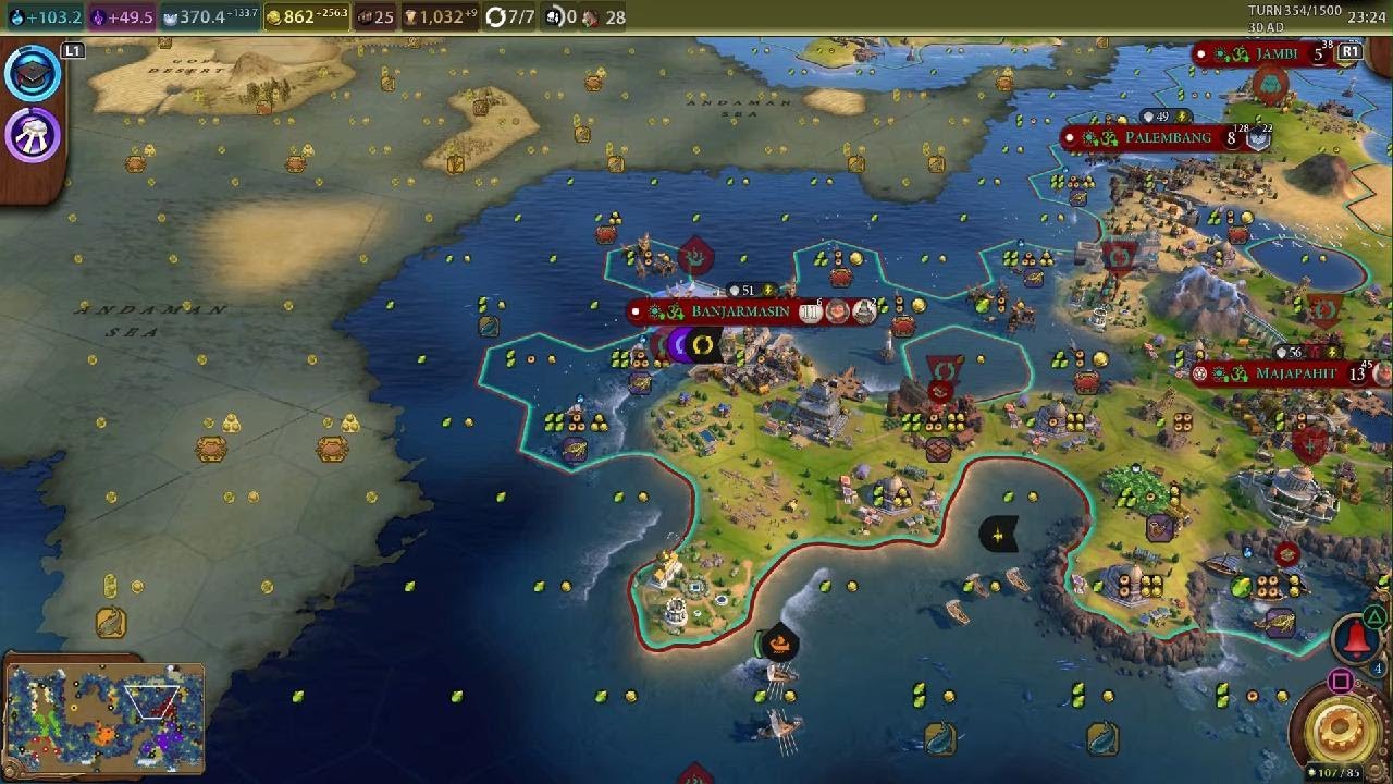 Civ 6 Deity - Indonesia: Gitarja's Jong Timing attack (Archipelago ...