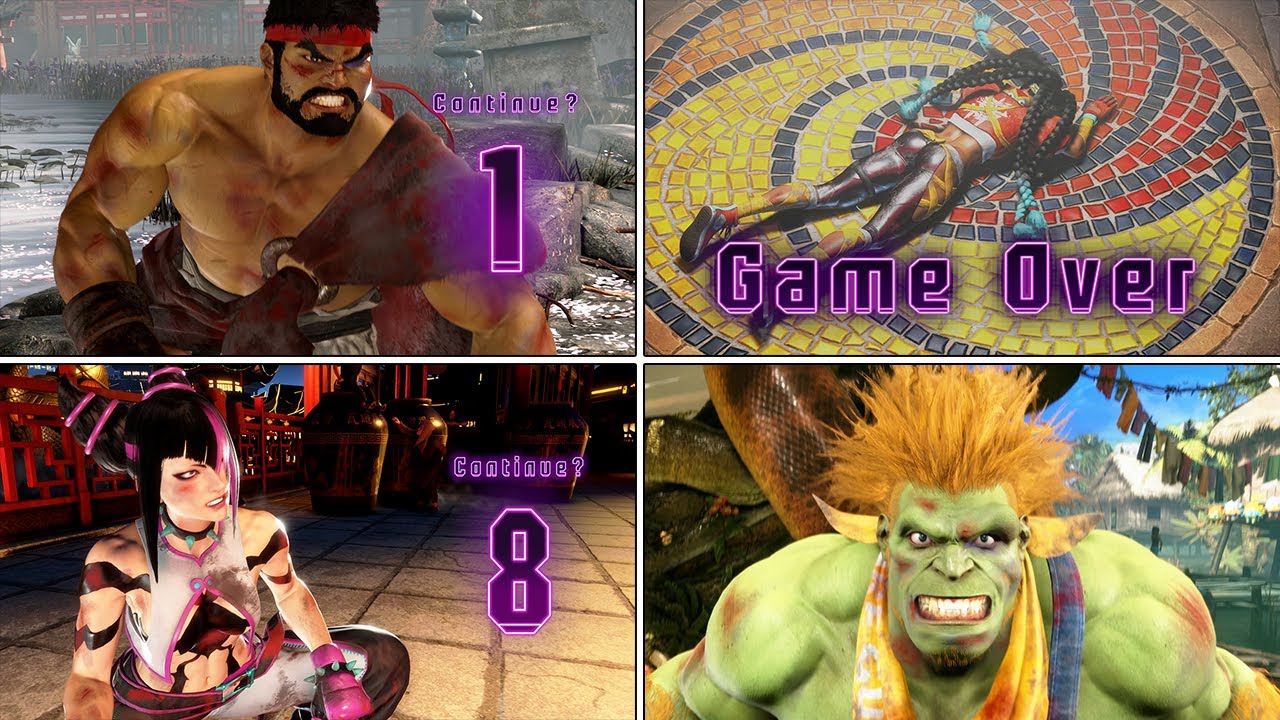 Street Fighter 6 - All Continue & Game Over Animations | Default ...