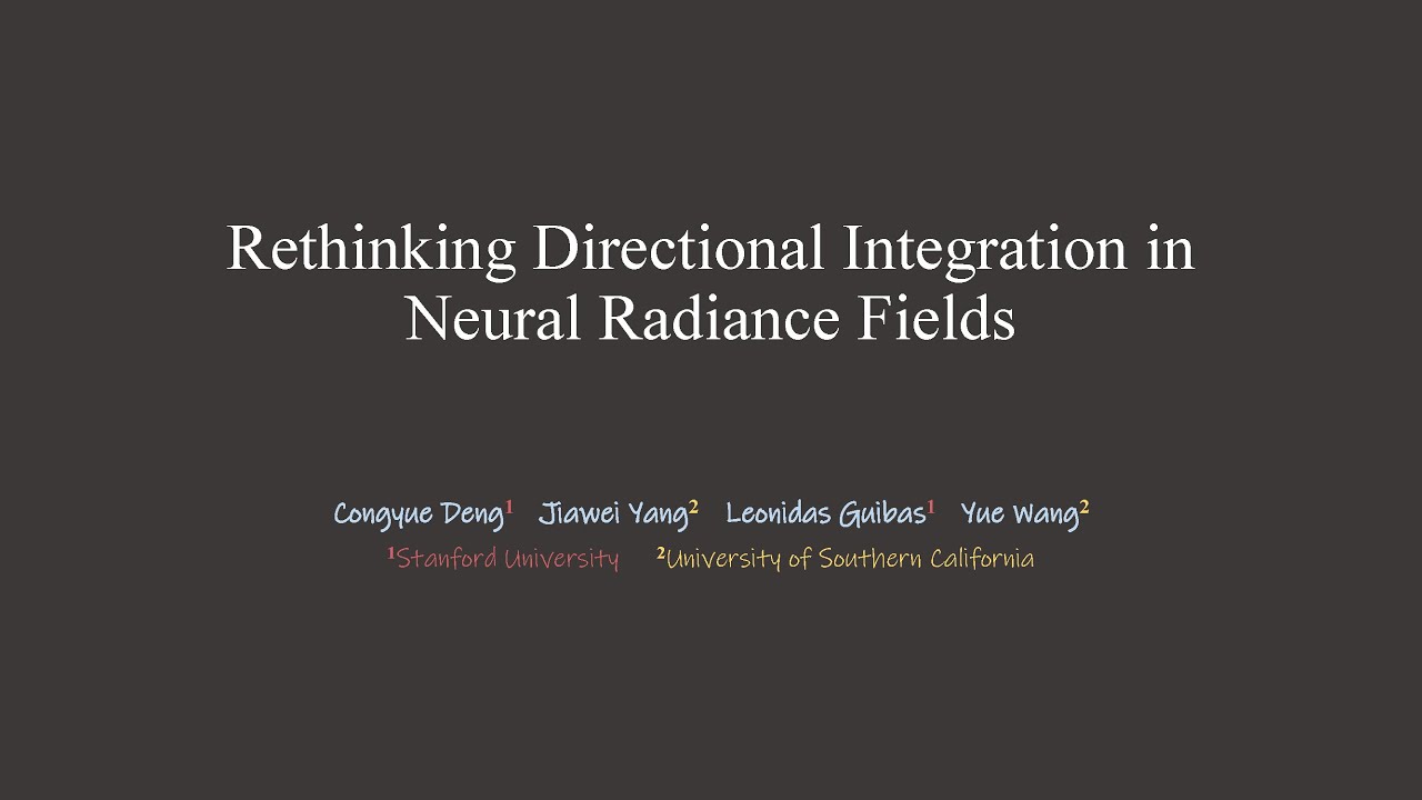 Rethinking Directional Integration in Neural Radiance Fields - YouTube