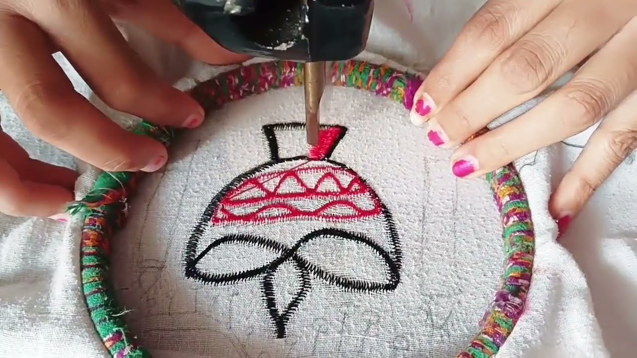 kadhai machine se diya design bnaya 🪔 Diwali diya embroidery design ...