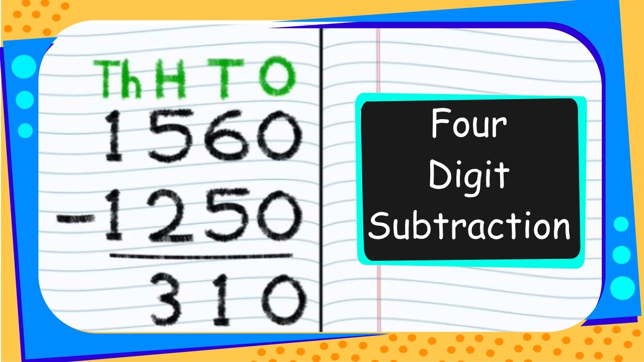 Maths Subtract Four Digit Numbers English YouTube