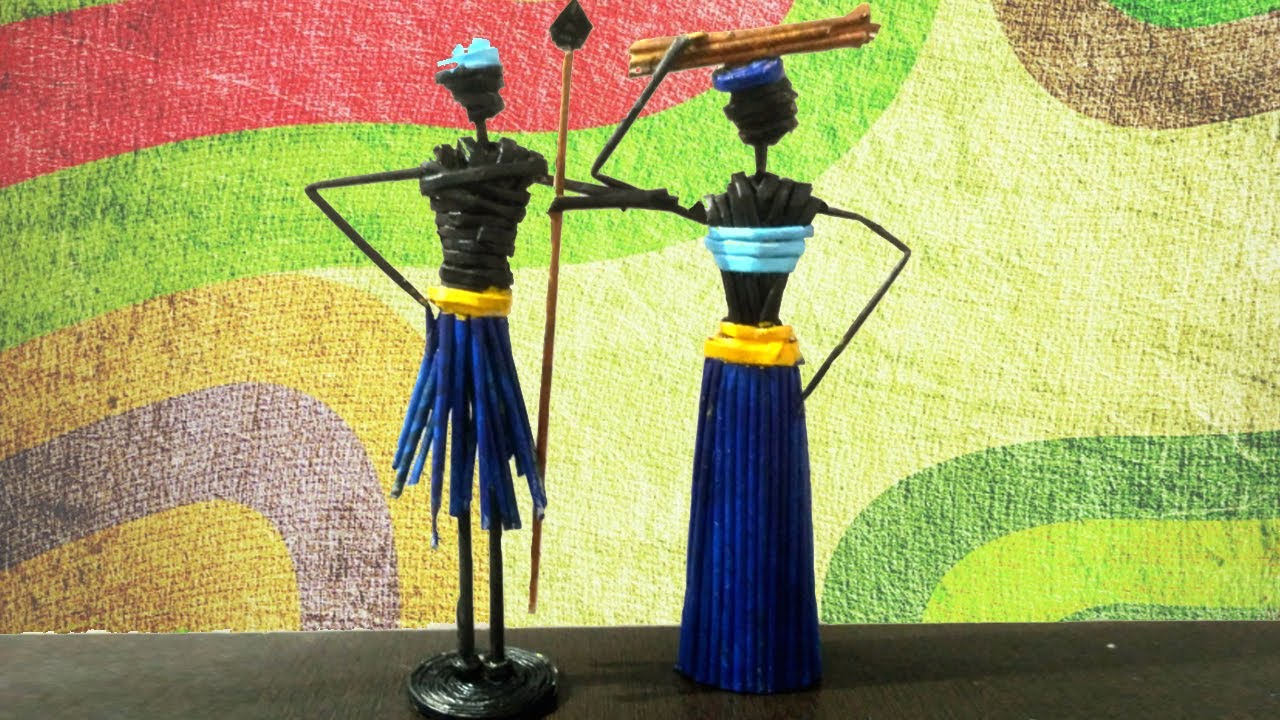 Tribal Doll using newspaper || Newspaper Crafts || African Tribal Doll ...