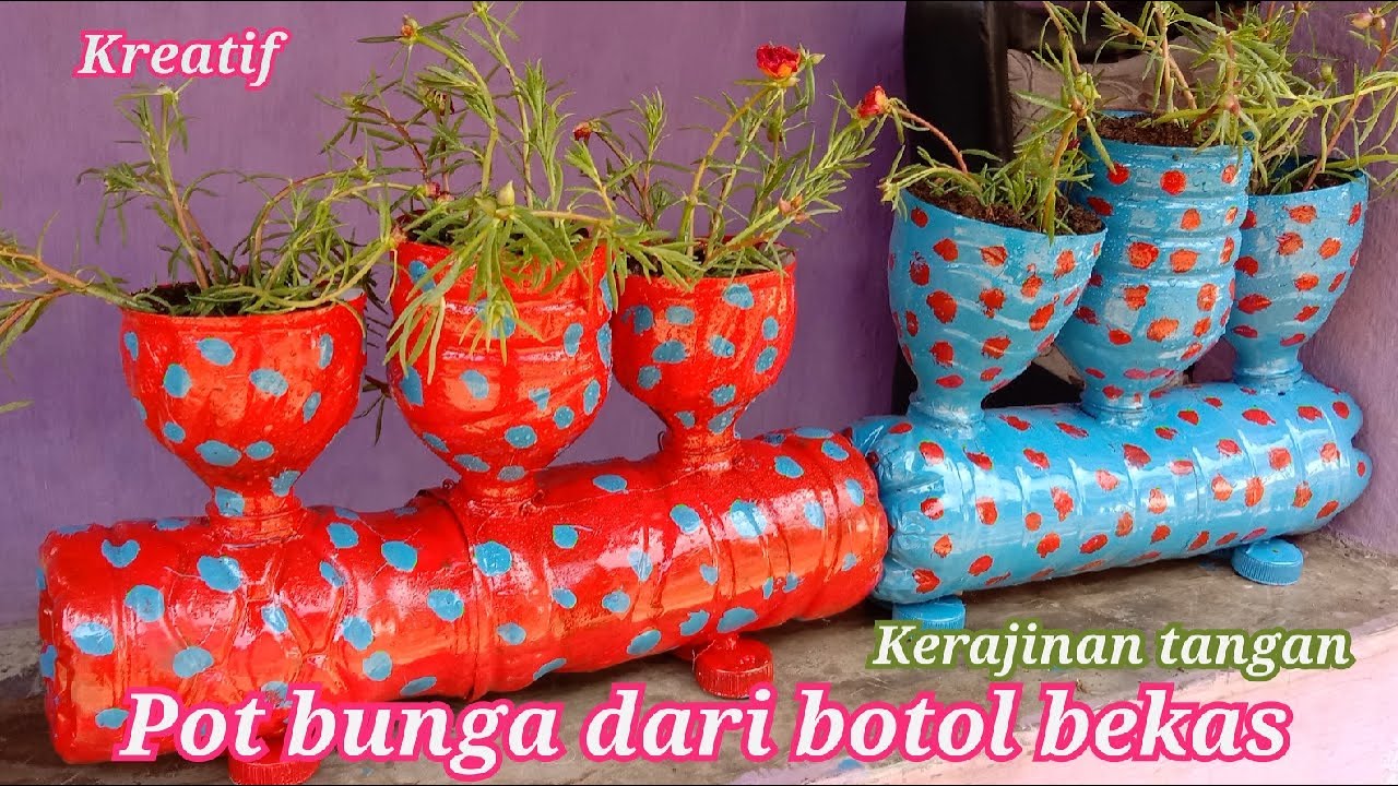 Cara buat Pot bunga dari botol bekas - YouTube