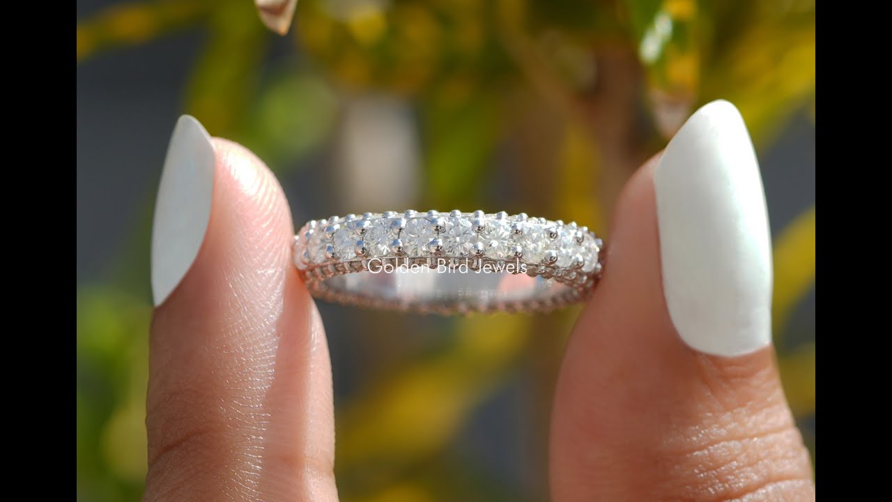 Round Cut Pave Set Moissanite Eternity Band - YouTube
