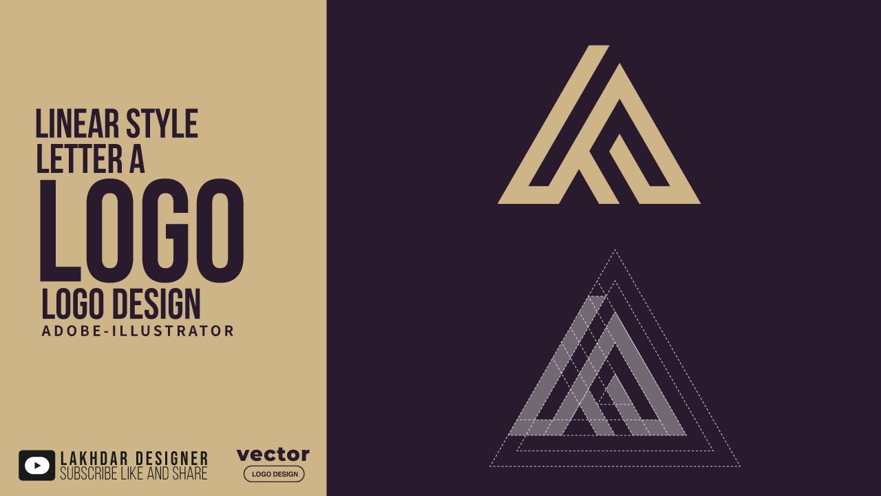Letter A linear style logo illustrator tutorial - YouTube