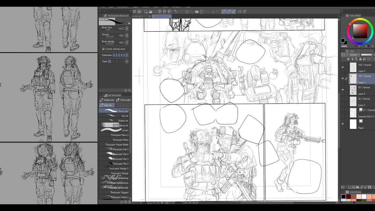 Inking Manga Pages (I'm back from Art break) - YouTube
