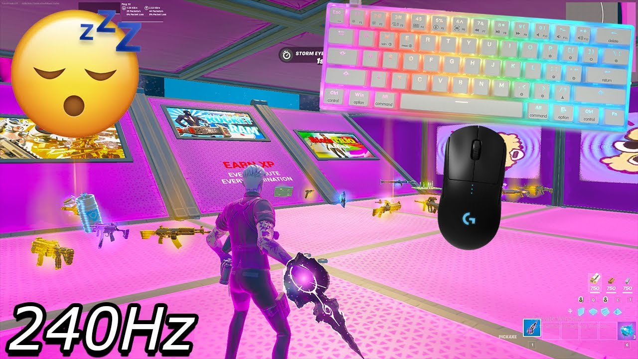 [4K] BIOS ZONE WARS 💛 ASMR Fortnite Chill 🤩 GK61 Blue Switches Keyboard ...