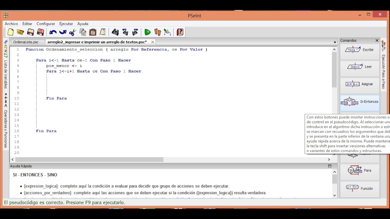 12 pseint arreglo ordenamiento seleccion directa - YouTube