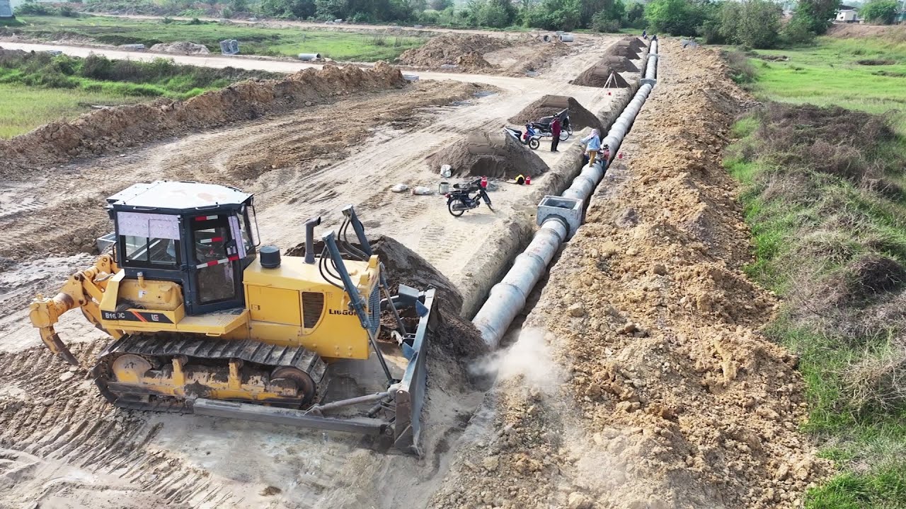 New Project Filling Up Drain Sewer Space Techniques By Big Bulldozer ...