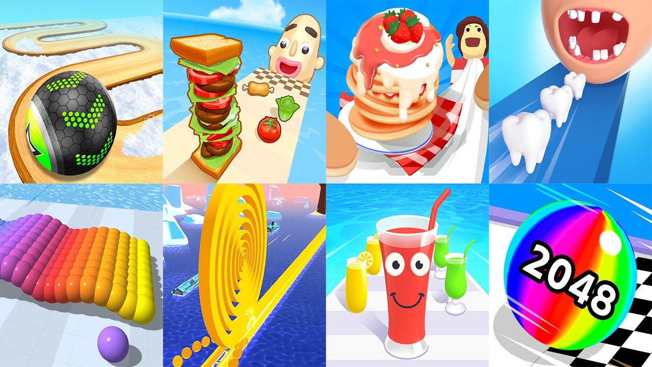 Going Balls, Sandwich Runner, Pancake Run, Smile Rush Canvas Run Spiral ...