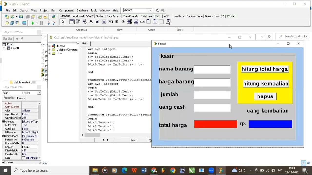 program aplikasi kasir sederhana menggunakan Delphi 7 NAMA : Joseph Richardo ngara NIM ...