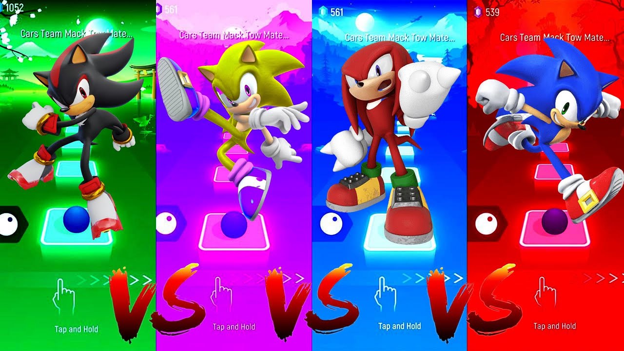 Shadow vs Silver Sonic vs Knuckles vs Sonic | Tiles Hop Edm Rush - YouTube