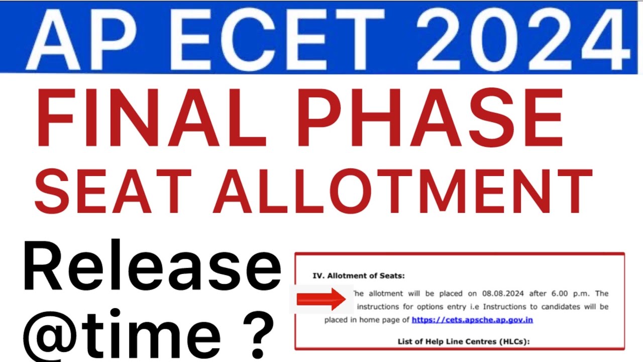 AP ECET 2024 FINAL PHASE SEAT ALLOTMENT TIME | ECET SEAT ALLOTMENT ...
