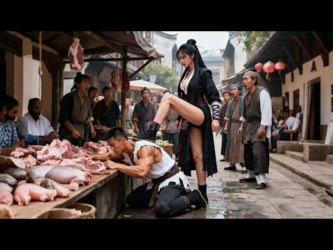 性感女山賊索取天價攤位費，殊不知眼前賣豬肉的窮小夥竟是絕世高手！一拳威震全場嚇得美女當場獻身下跪認主人！#卖猪的才是隐藏大佬