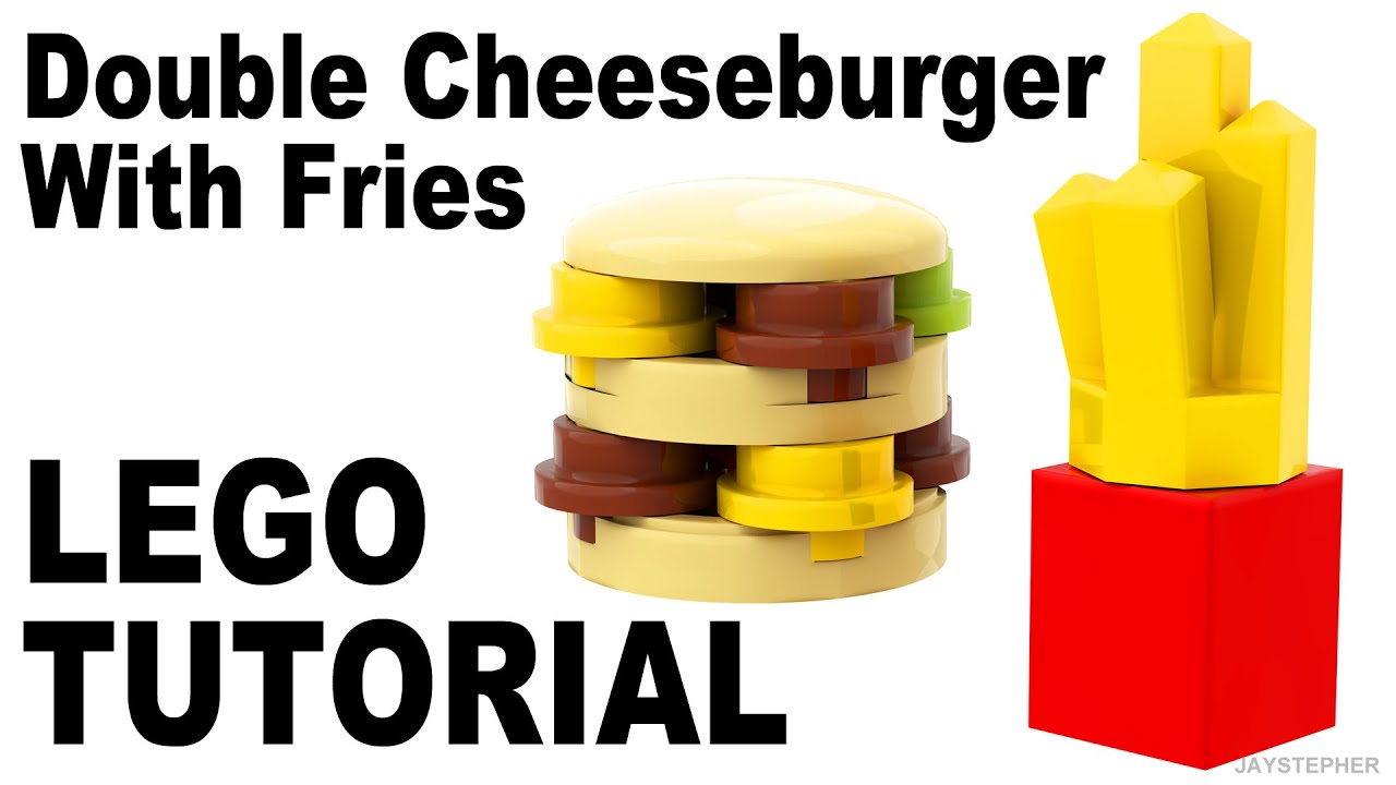 Double LEGO Cheeseburger With Fries How To Tutorial - YouTube