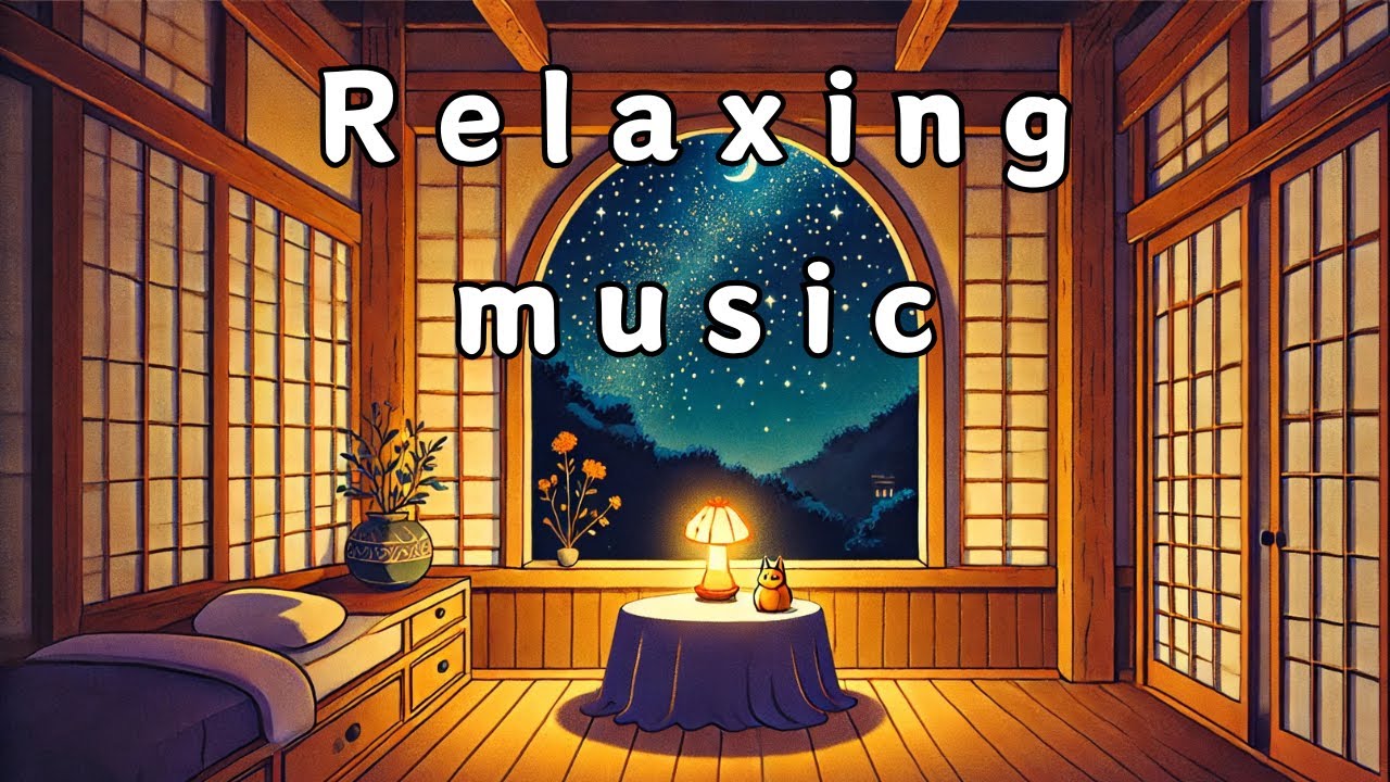 Relaxing BGM with Orange Glow and Starlit Skies - YouTube