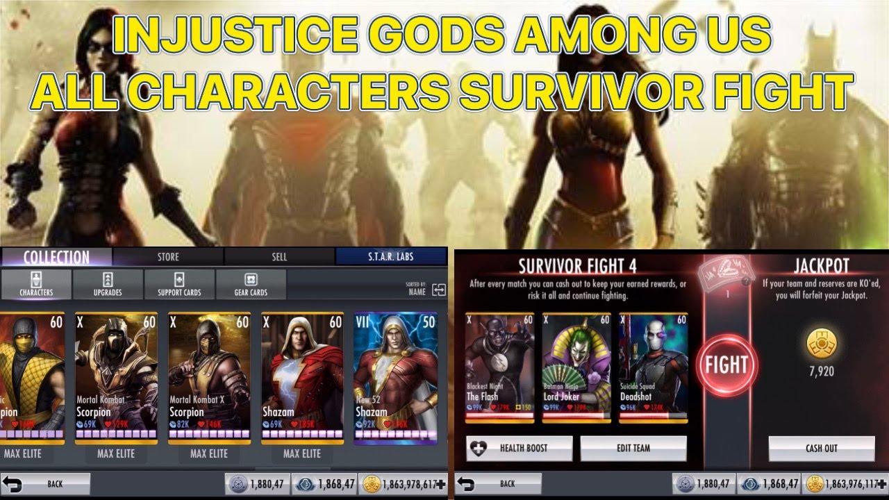 INJUSTICE GODS AMONG US ALL CHARACTERS SURVIVOR FIGHT - YouTube