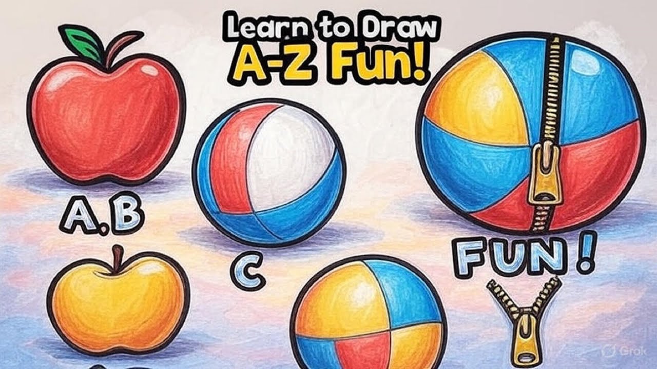 Learn to Draw A-Z Alphabet for Kids | A for Apple to Z for Zipper - YouTube