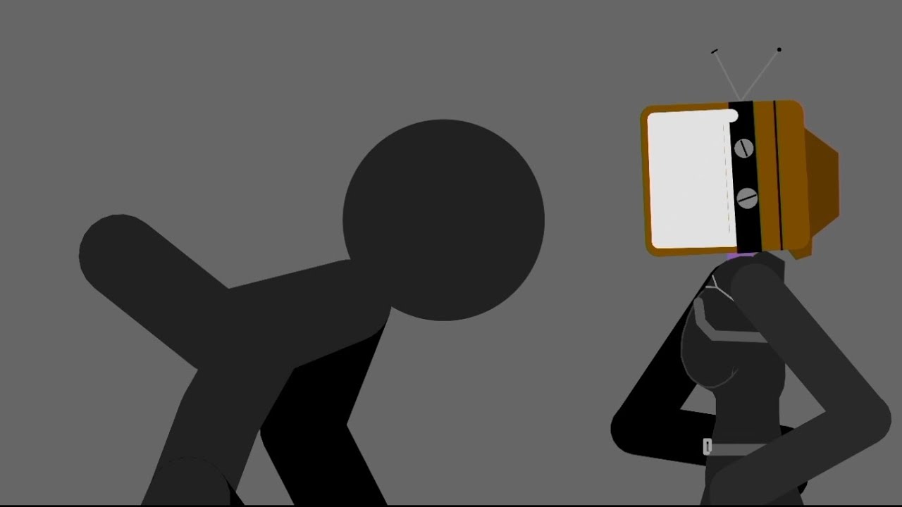 Black stickman vs tv woman - YouTube