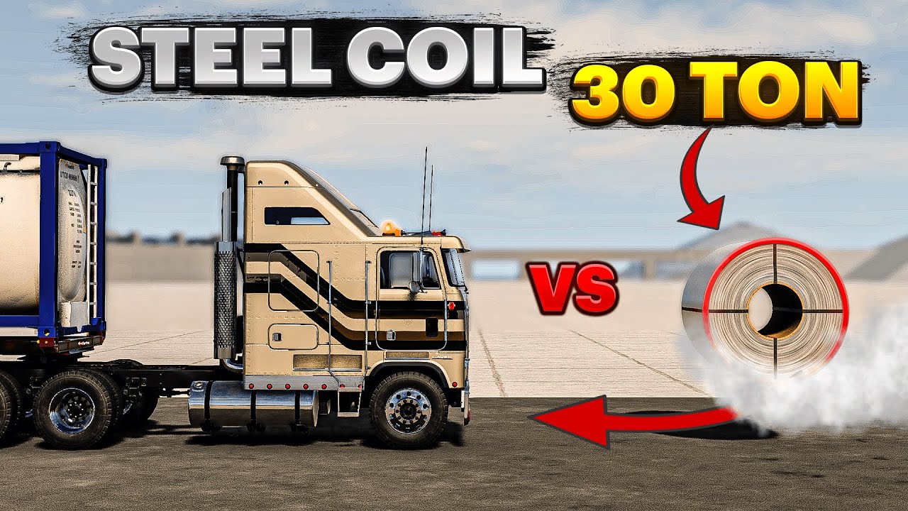 STEEL COIL 30 TON Vs TRUCKS | Crash Test BeamNG Drive #beamngdrive ...