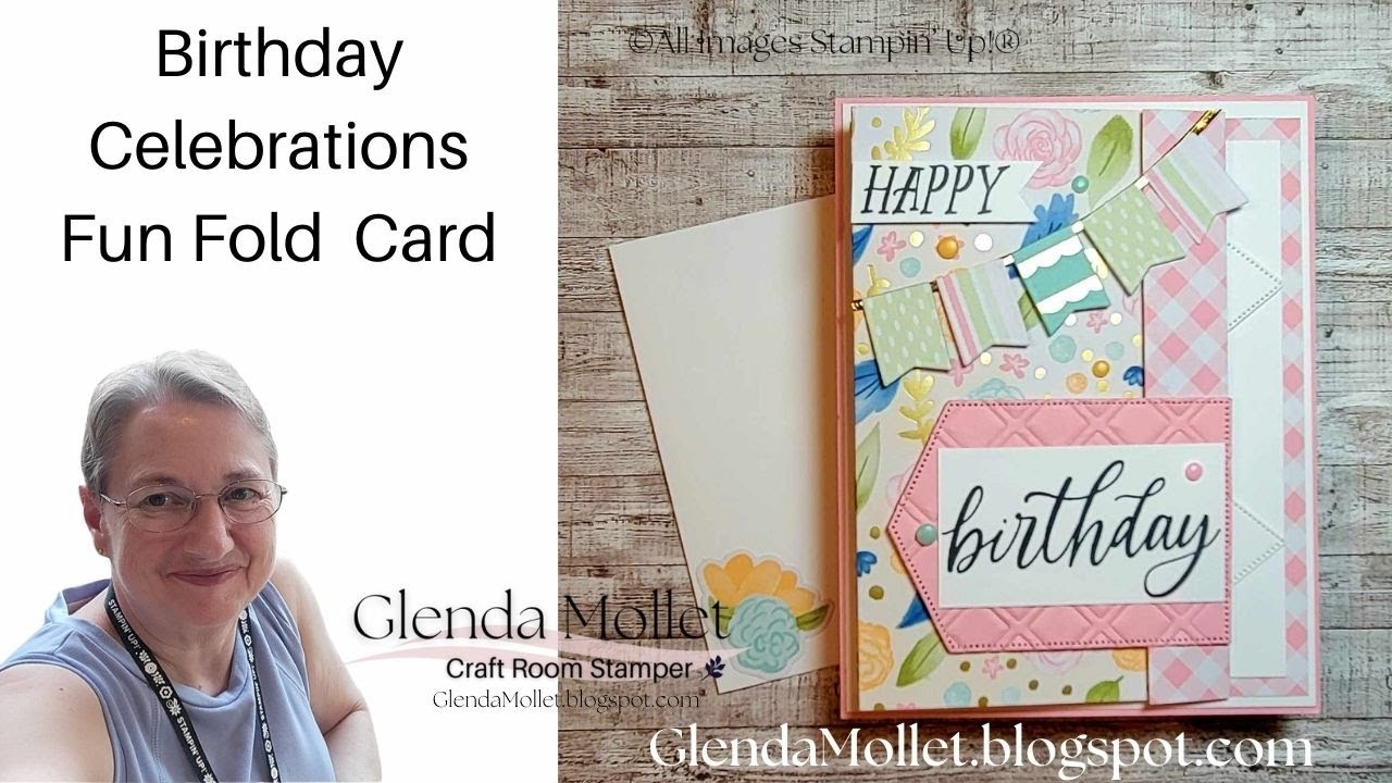 Live Stamping Demo | Fun Fold Birthday Card with Designer Paper - YouTube