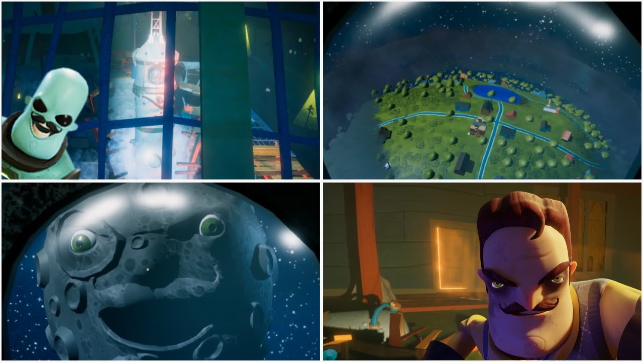 HELLO NEIGHBOR MULTIPLAYER TRUE ENDING + MOON NEIGHBOR JUMPSCARE - YouTube