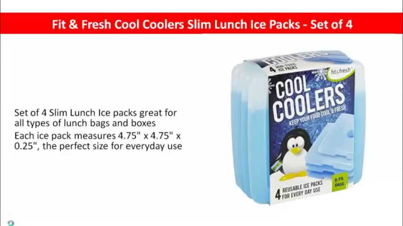 Fit & Fresh Cool Coolers Slim Lunch Ice Packs - Set of 4 - ice packs ...