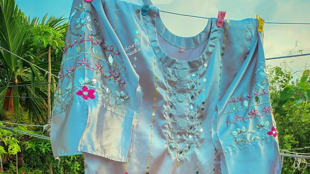 Karchupi Work On Dress| Beeds & Metalic Thread Embroidery Idea For ...