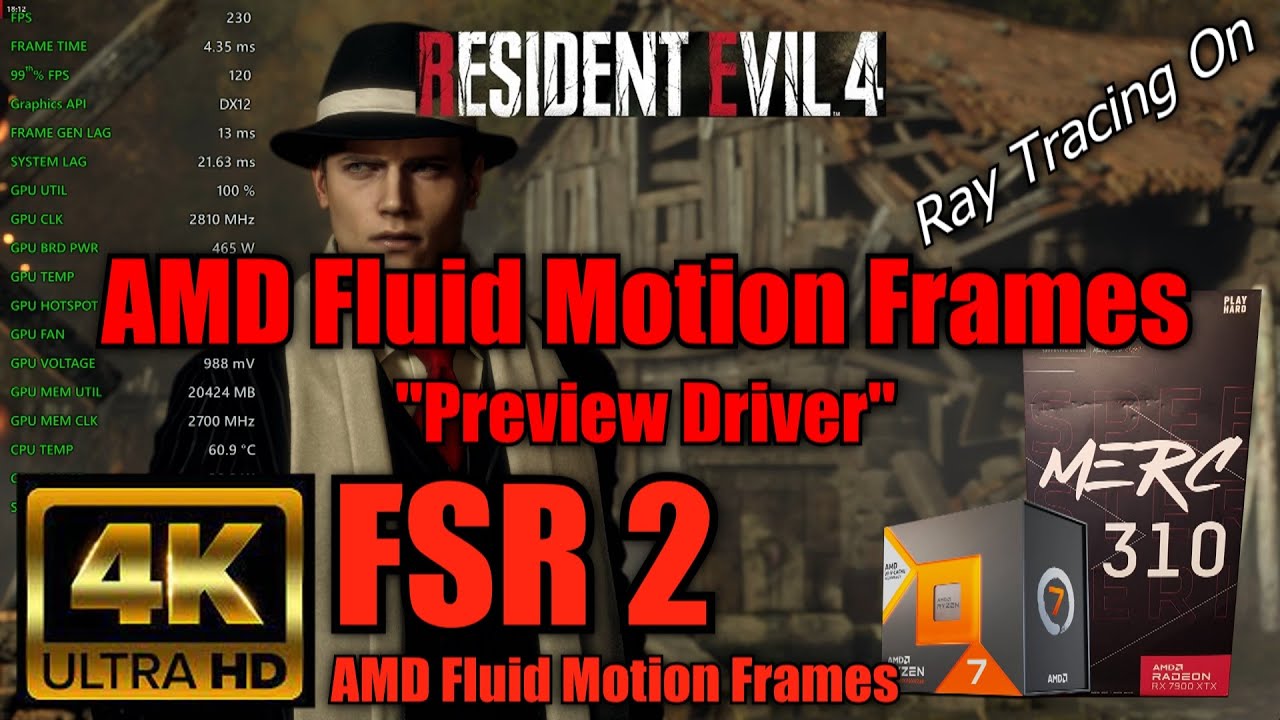 AMD Fluid Motion Frames 🎮 Resident Evil 4 @4K FSR2 Quality Max Settings ...